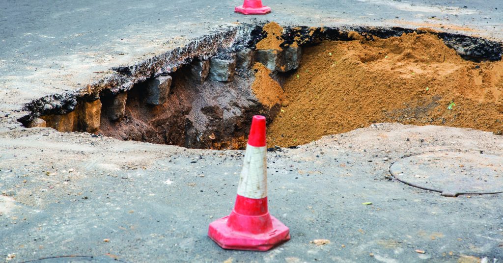 Pipe failure causes large sinkhole near Charlotte